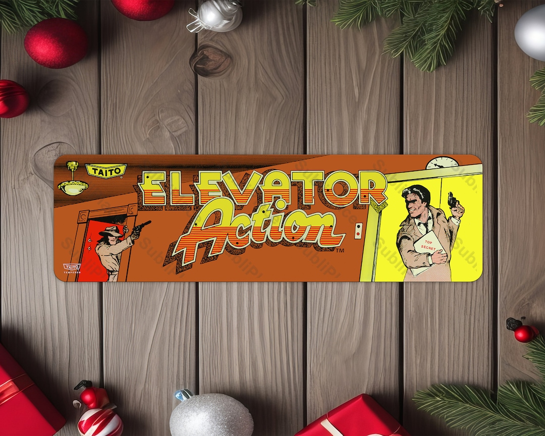 Elevator Action Arcade Game Marquee 4"x13.5" Metal Plate - High Gloss ...