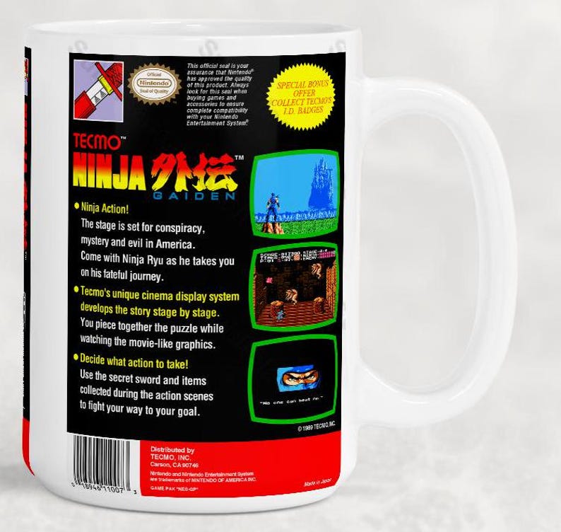 Ninja Gaiden NES Video Game 15 Oz Coffee Mug - Has Box Cover on Each ...
