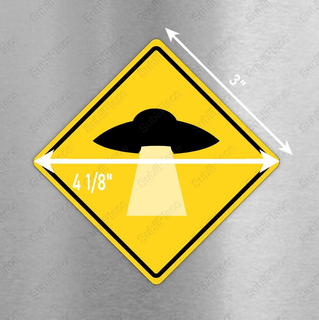 UFO Abduction Crossing Sign (version 2) Fridge Magnet Metal Plate - 3 ...