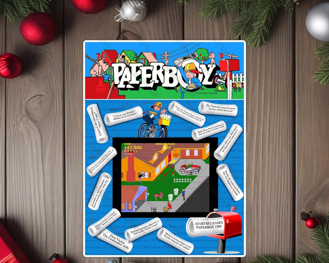 Paperboy Arcade Game Marquee, Bezel & Screenshot Image on a 12"x16 ...