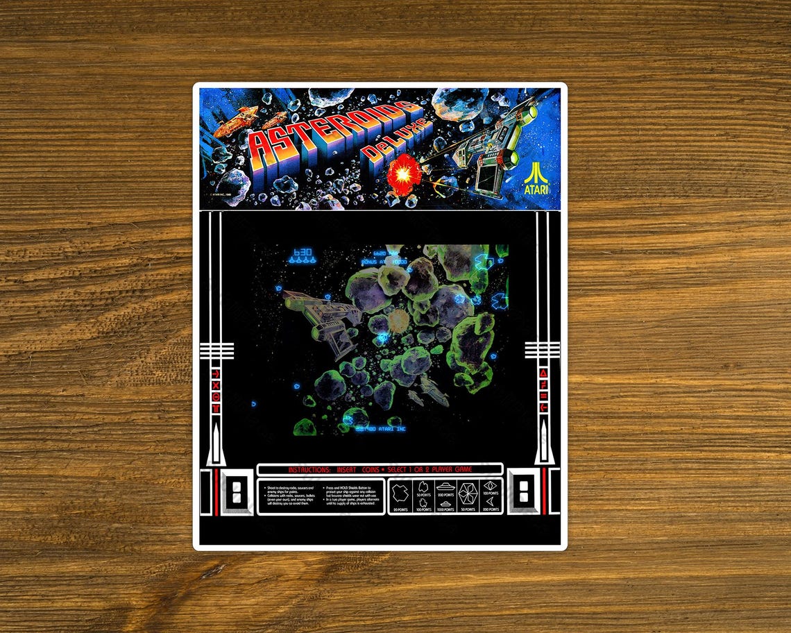 Asteroids Deluxe Arcade Game Marquee, Bezel & Screenshot 8"x10" Metal ...