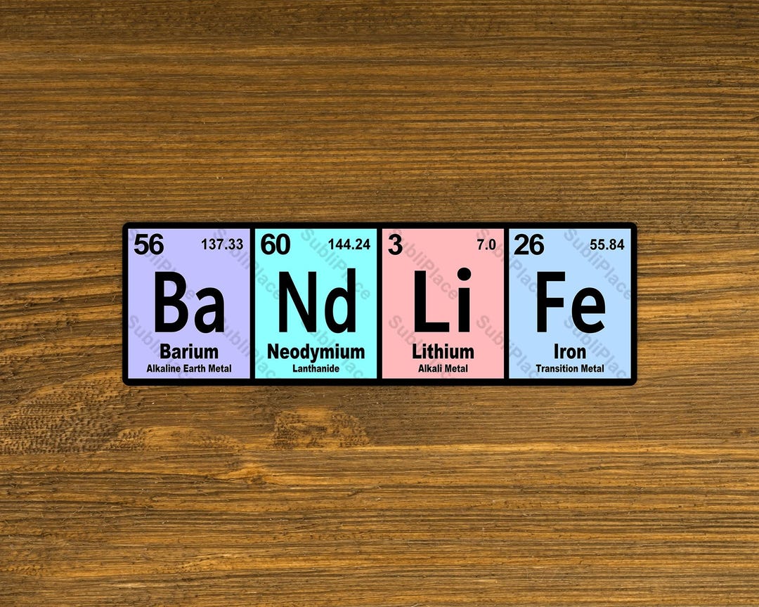 Band Life Done in Periodic Elements Style Design - Fridge Magnet 1.75 ...