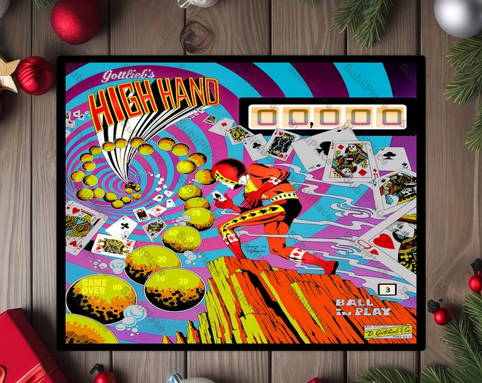 High Hand - Pinball Arcade Game Backglass Image on a 8"x10" Metal Plate ...