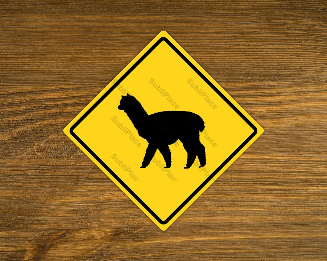 Alpaca Crossing Sign Fridge Magnet Metal Plate - 3" Long Sides - 4 1/8 ...