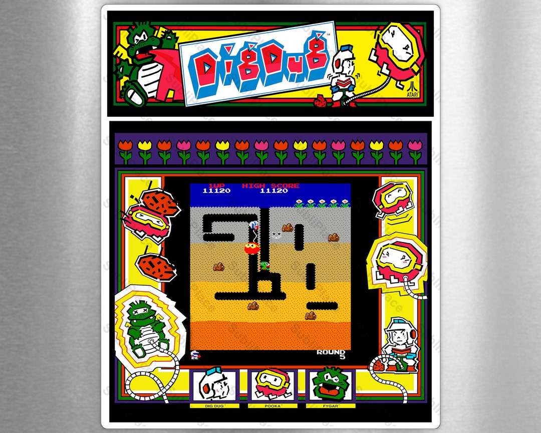 Dig Dug Arcade Game Marquee, Bezel & Screenshot 8x10 Metal Plate W ...