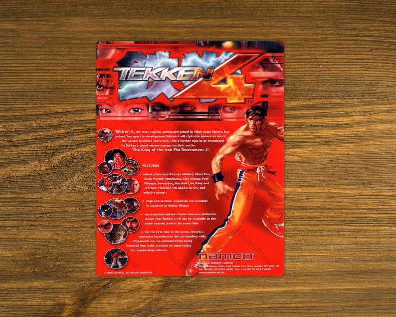 Tekken 4 Arcade Game Flyer Promo Art Alt Image on a 8"x10" Metal Plate ...