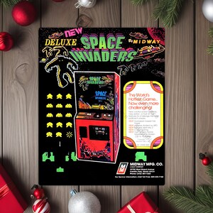 Deluxe Space Invaders Arcade Game Flyer Promo Art Image on a 8x10 Metal ...