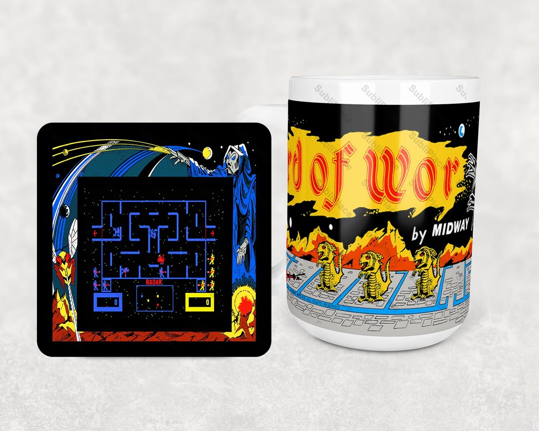 Wizard of Wor Arcade Game Marquee 15 Oz Coffee Mug & Matching Bezel W ...