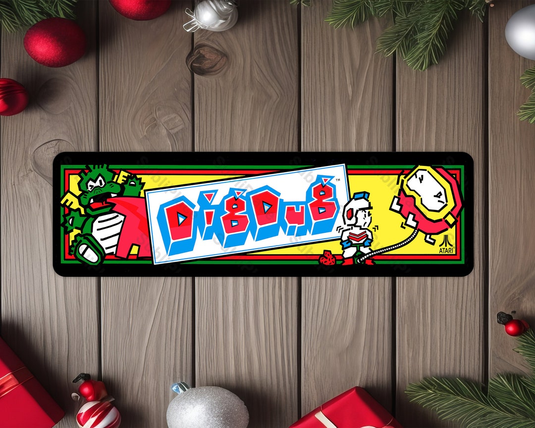 Digdug Arcade Game Marquee 4"x13.5" Metal Plate - High Gloss With ...