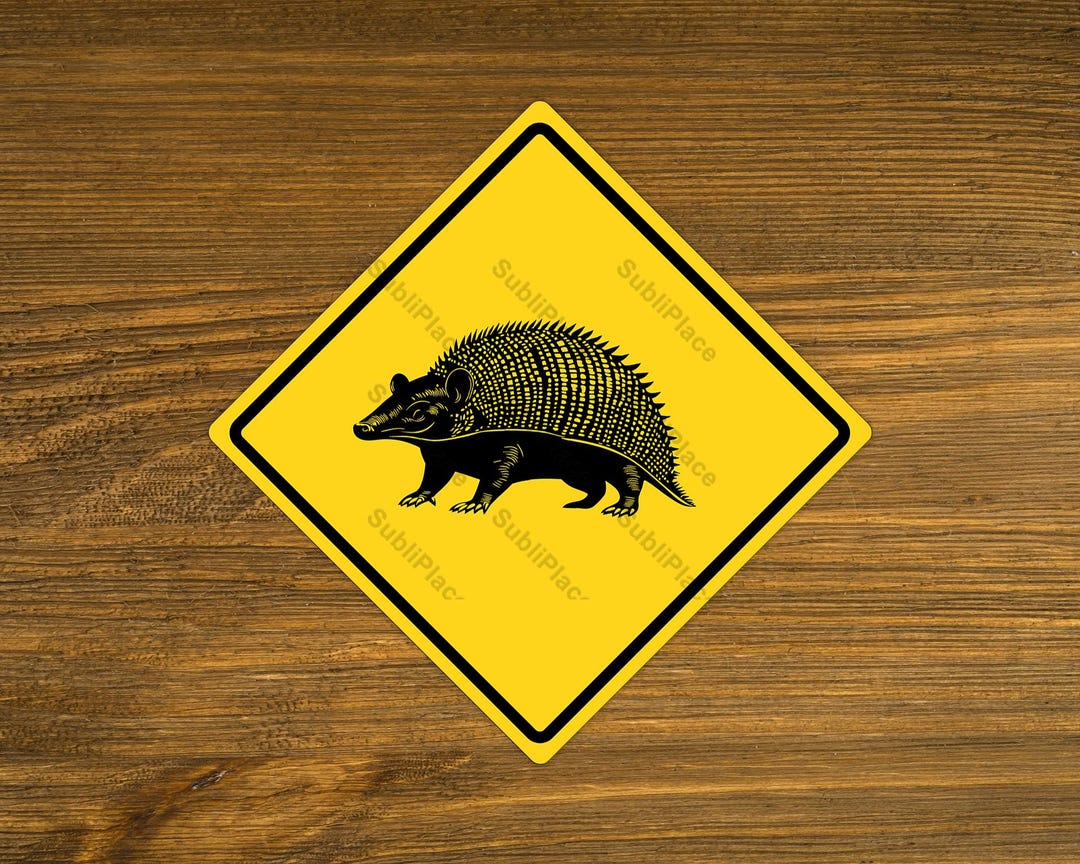 Armadillo Crossing Sign Fridge Magnet Metal Plate - 3" Long Sides - 4 1 ...