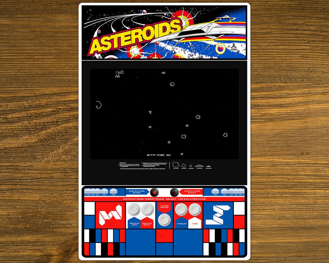 Asteroids Arcade Game Marquee, Bezel, Screenshot & Control Panel 8x12 Metal Plate High Gloss ...