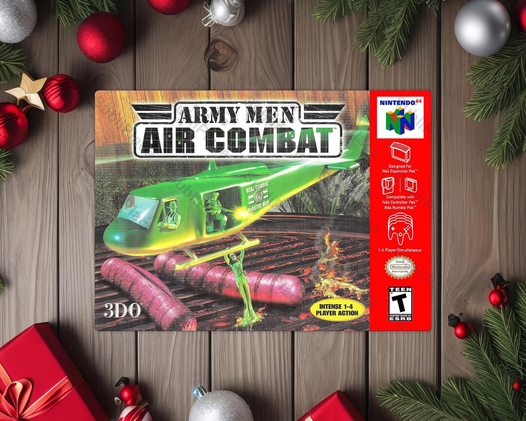 N64 Army Men - Air Combat Box Cover Video Game Image on a 5"x7" Metal ...