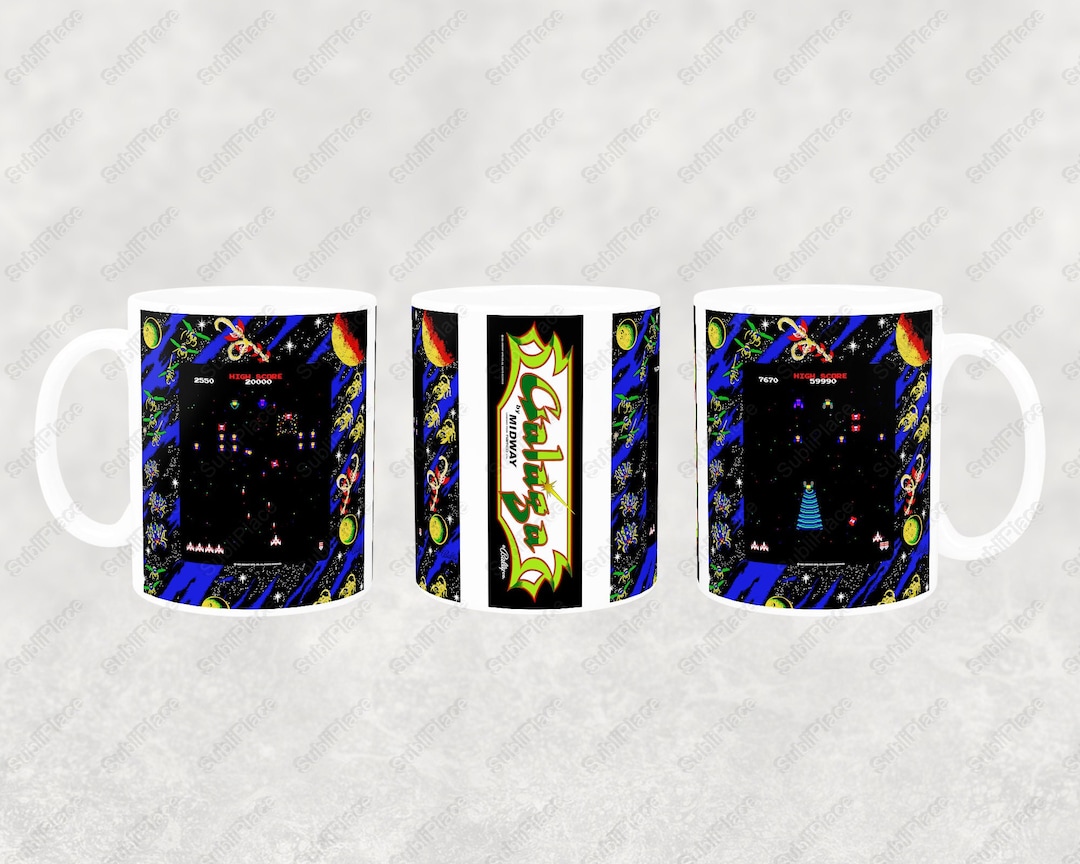 Galaga Arcade Game Marquee, Bezel and Screenshots 11 Oz Coffee Mug ...