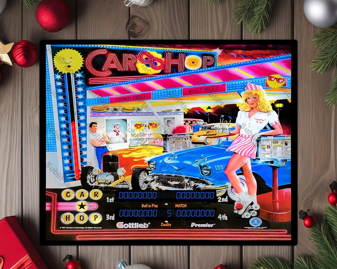 Car Hop - Pinball Arcade Game Backglass Image on a 8"x10" Metal Plate ...