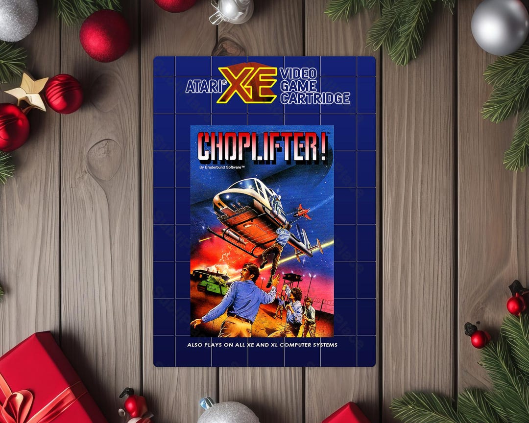 Atari XE Choplifter! Box Cover Video Game Image on a 5"x7" Metal Plate ...