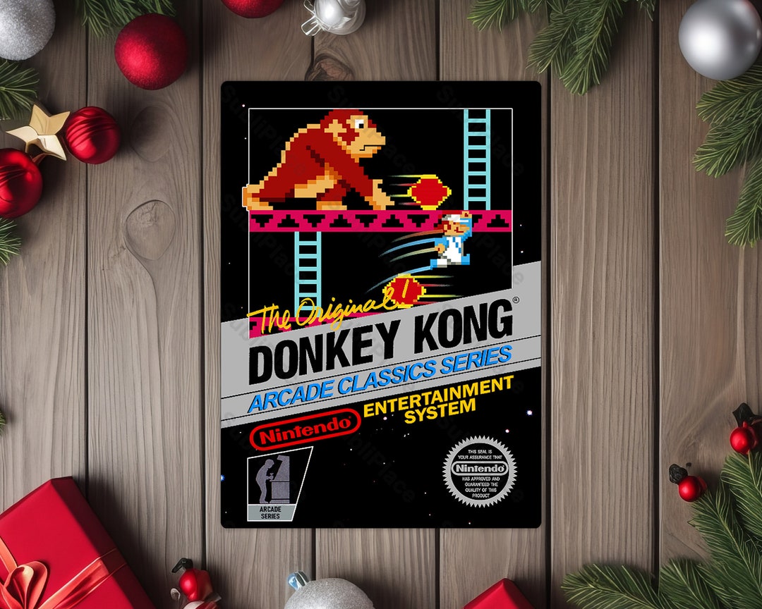 NES Donkey Kong Box Cover Video Game Image on a 5"x7" Metal Plate ...