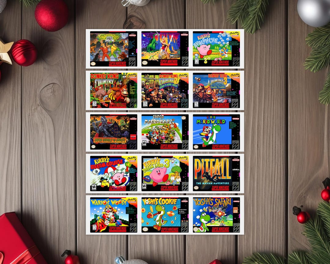 Set of 15 Super NES Box Cover Image Stickers Each Sticker is 1.65 X 2.2 ...