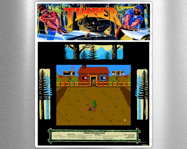 Timber Arcade Game Marquee Bezel & Screenshot - Etsy