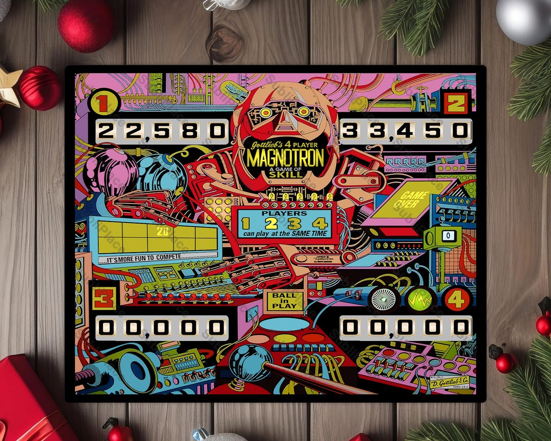 Magnotron - Pinball Arcade Game Backglass Image on a 8"x10" Metal Plate ...