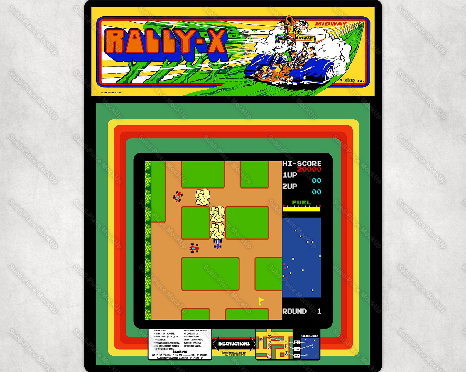 Rally-x Arcade Game Marquee Bezel & Screenshot | Etsy
