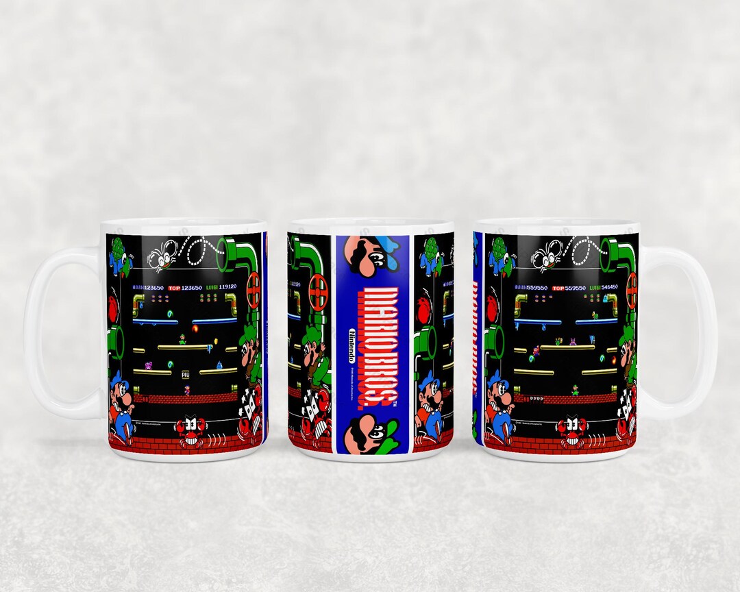 Mario Bros. Arcade Game 15 Oz Coffee Mug Has Bezel With Screenshot on ...