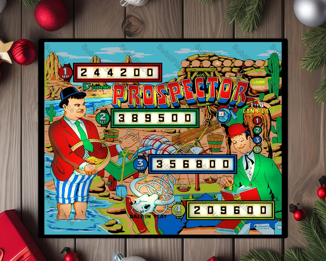 Prospector - Pinball Arcade Game Backglass Image on a 8"x10" Metal ...