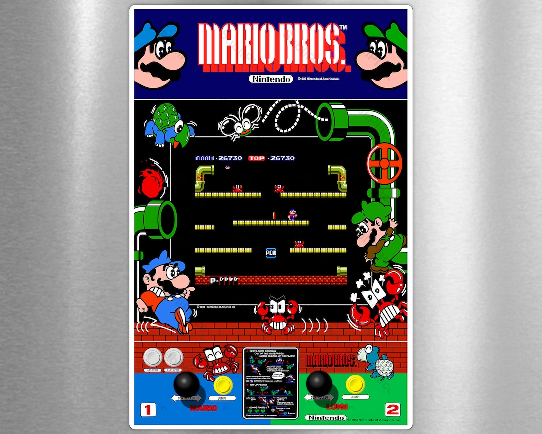 Mario Bros. Arcade Game Marquee, Bezel, Screenshot & Control Panel 8x12 ...