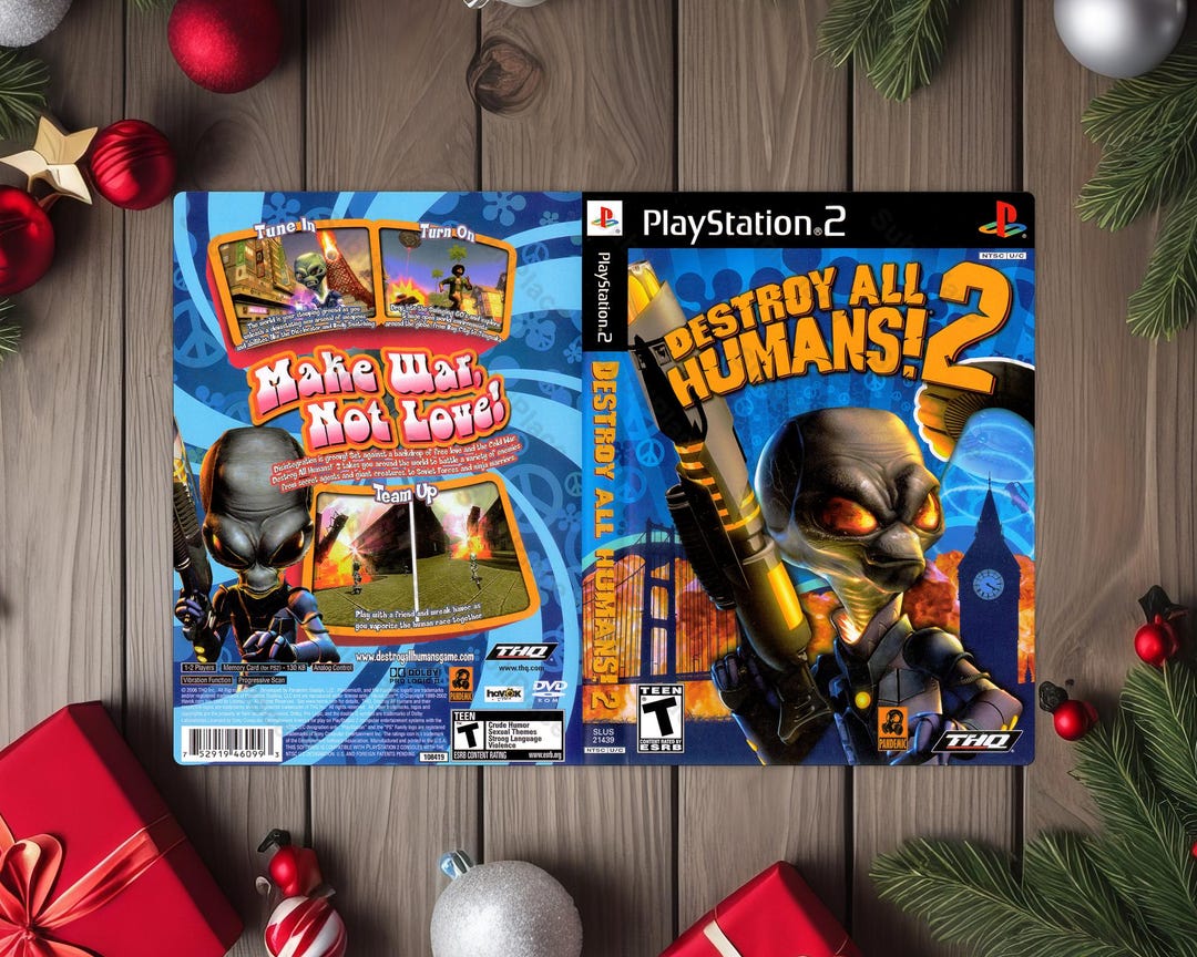 PS2 Destroy All Humans 2 Box Cover Image on a 8"x12" Metal Plate - High ...