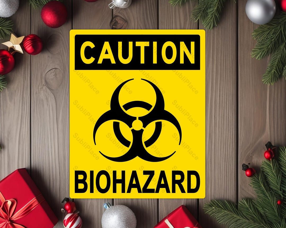 Caution Biohazard - Yellow & Black Sign Image on a 8"x10" Metal Plate ...