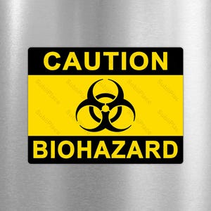 Caution Biohazard - Yellow & Black Sign Image on a Fridge Magnet 3"x4 ...