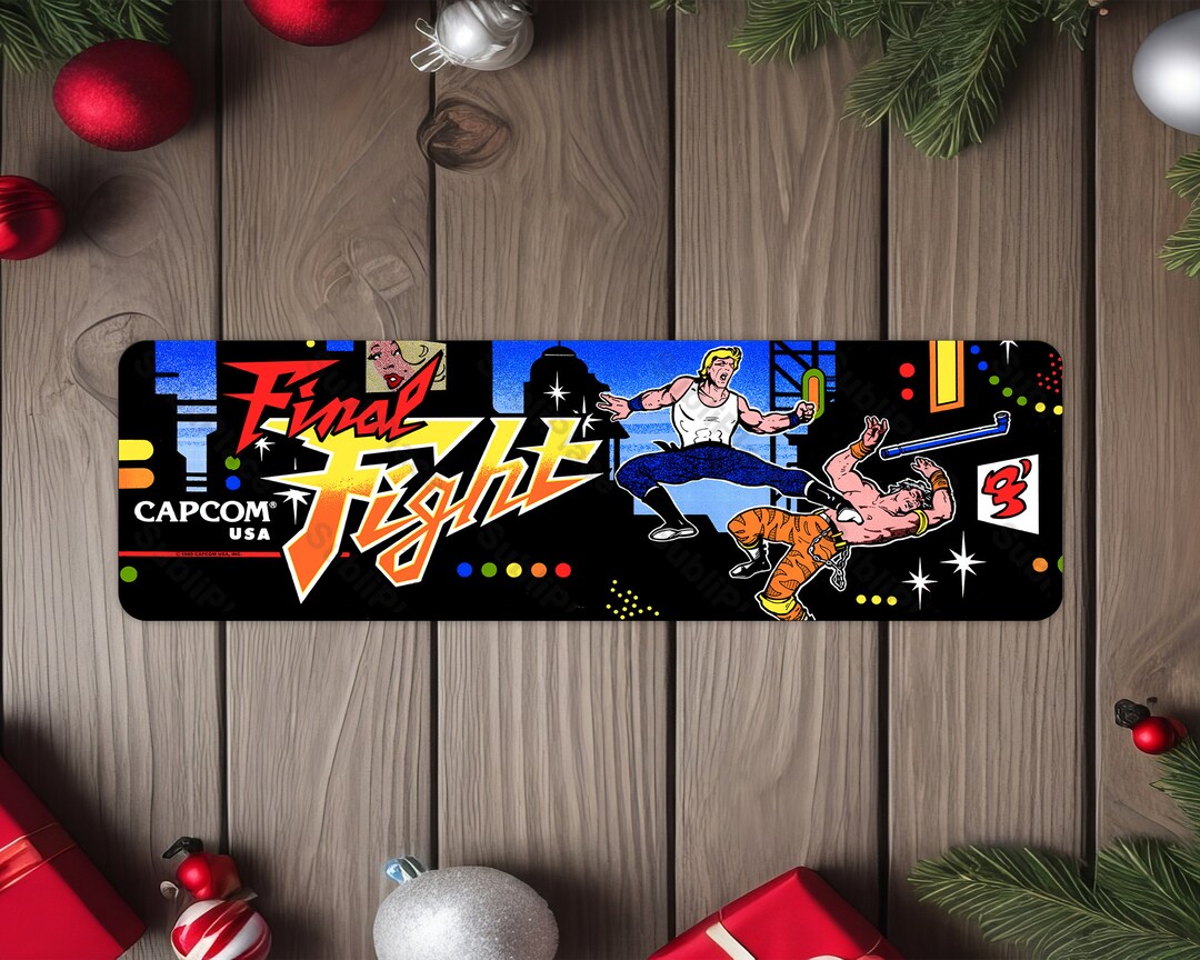 Final Fight Arcade Game Marquee 4"x13.5" Metal Plate - High Gloss With ...
