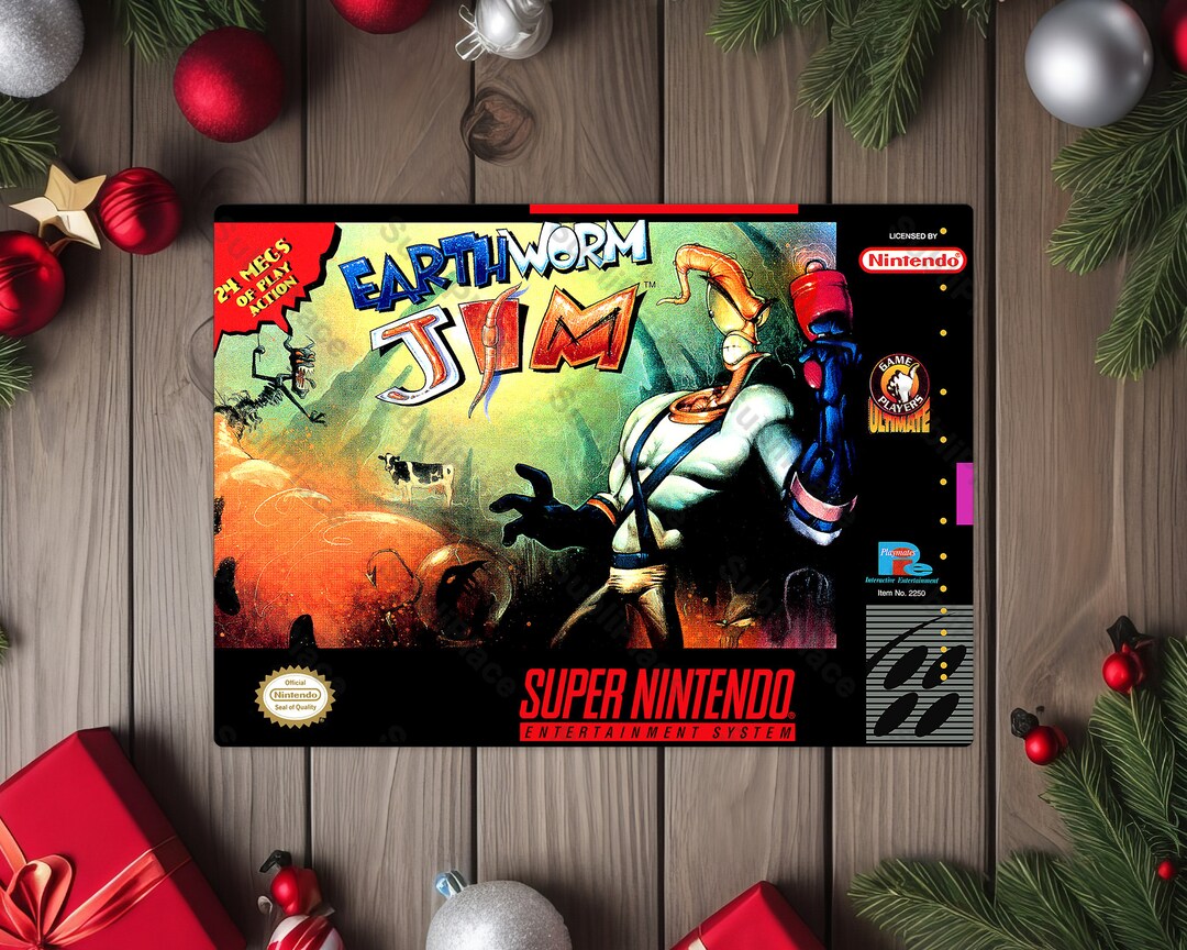 Super Nintendo Earthworm Jim Box Cover Video Game Image on a 5"x7 ...