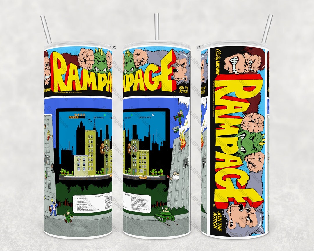 Rampage 20oz Tumbler Arcade Game Art 2 Marquees Bezel & - Etsy