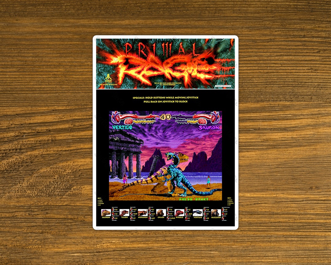 Primal Rage Arcade Game Fridge Magnet 3 X 4 Metal Plate Marquee, Bezel ...