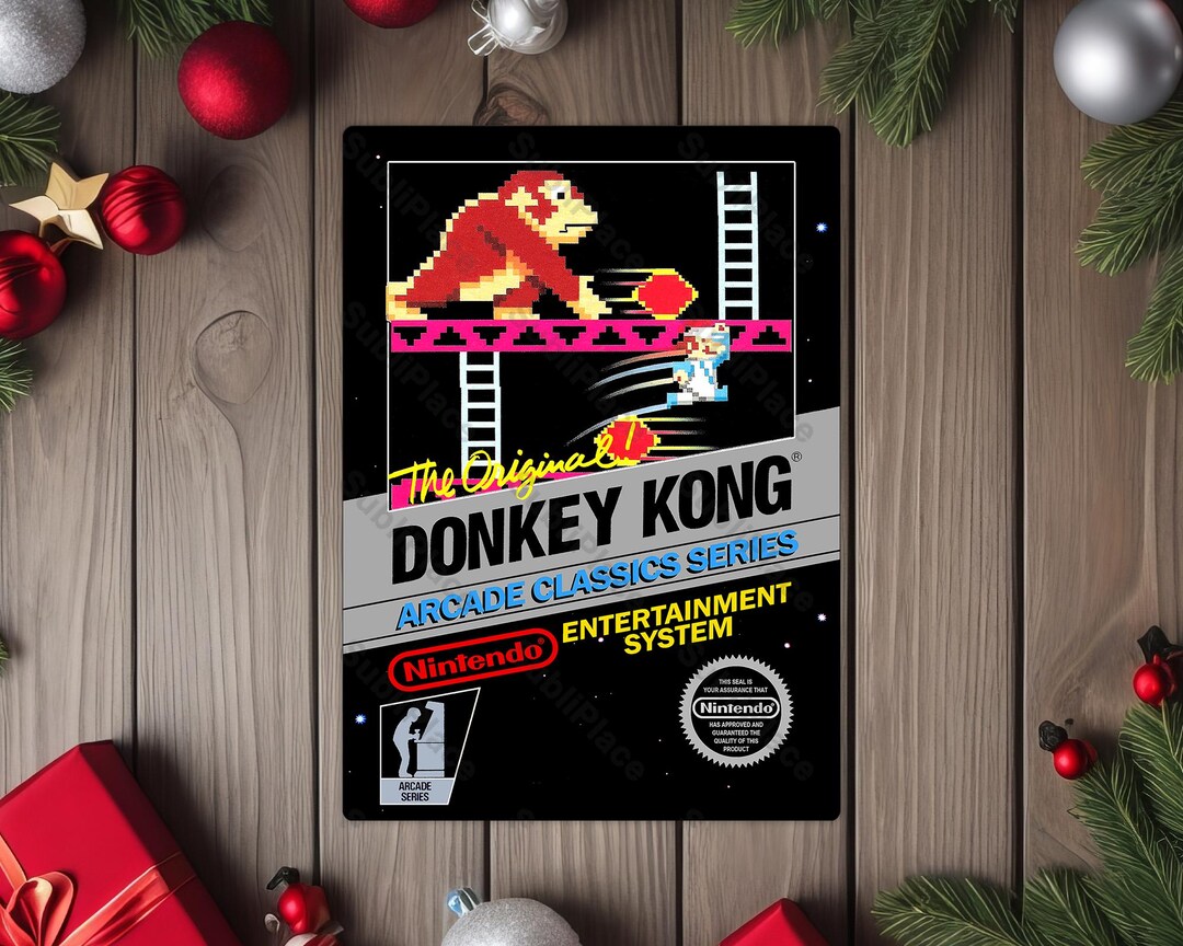 NES Donkey Kong Box Cover Video Game Image on a 5"x7" Metal Plate ...