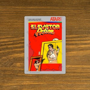 Elevator Action Atari 2600 Box Cover Video Game Image on a Fridge Magnet 2.5"x3.5" Metal Plate ...