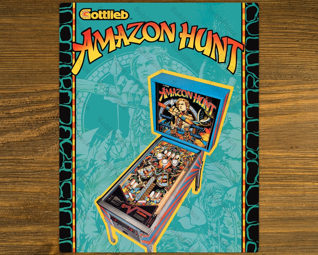 Amazon Hunt Pinball Arcade Game Flyer Promo Art Image on a 8x10 Metal ...