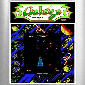 Galaga Arcade Game Marquee, Bezel & Tractor Beam Screenshot 8x10 Metal Plate High Gloss W ...