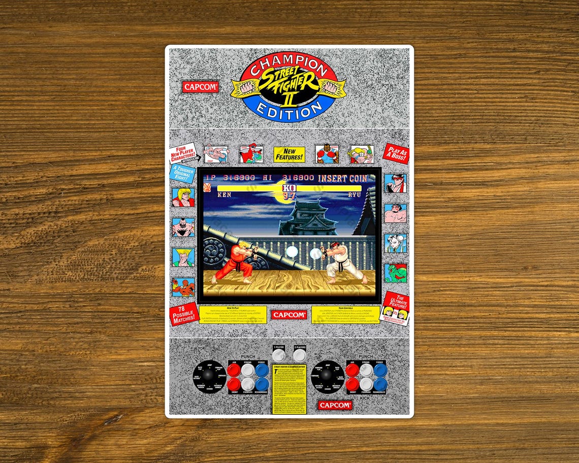 Street Fighter 2 Champion Edition Arcade Game Marquee, Bezel ...