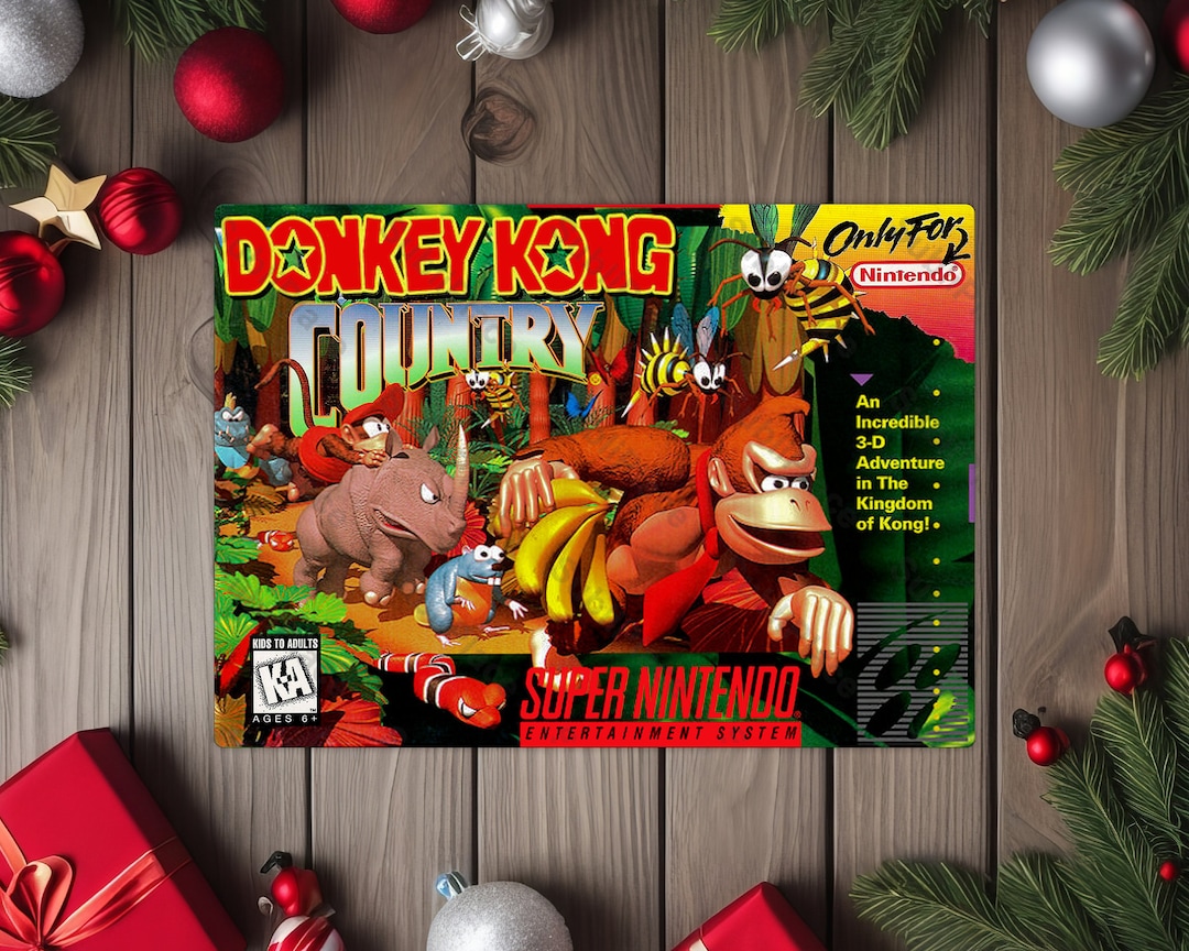 Super Nintendo Donkey Kong Country Box Cover Video Game Image on a 5"x7 ...