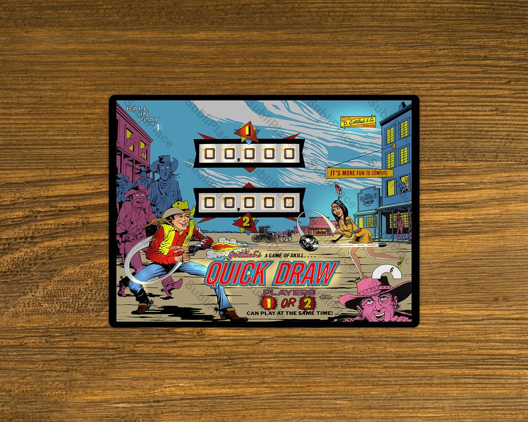 Quick Draw - Pinball Backglass Image Arcade Game Fridge Magnet 3"x4 ...