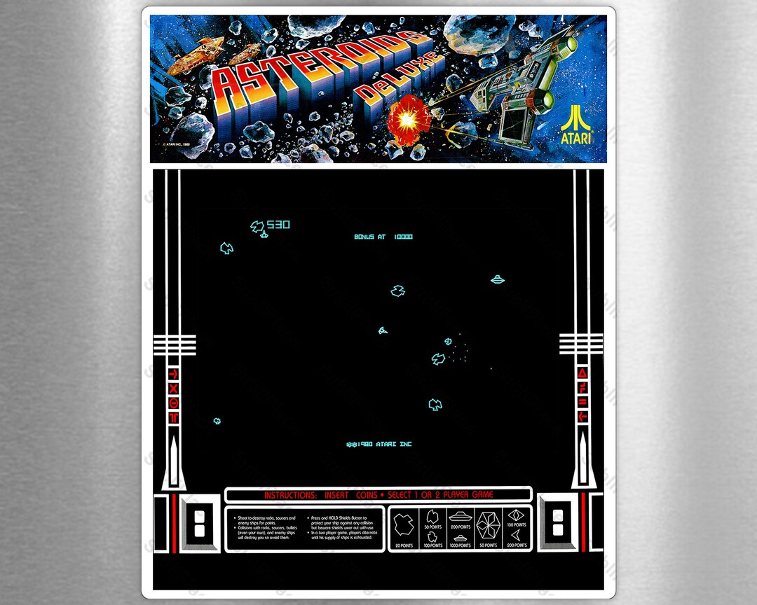 Asteroids Deluxe Arcade Game Marquee, Bezel & Screenshot 8x10 Metal ...