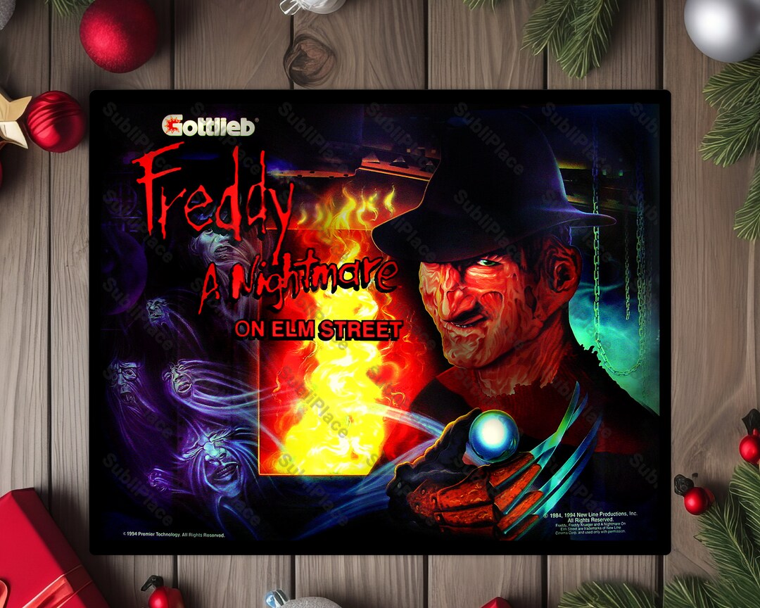 Freddy A Nightmare on Elm Street Pinball Arcade Game Back Glass With No ...