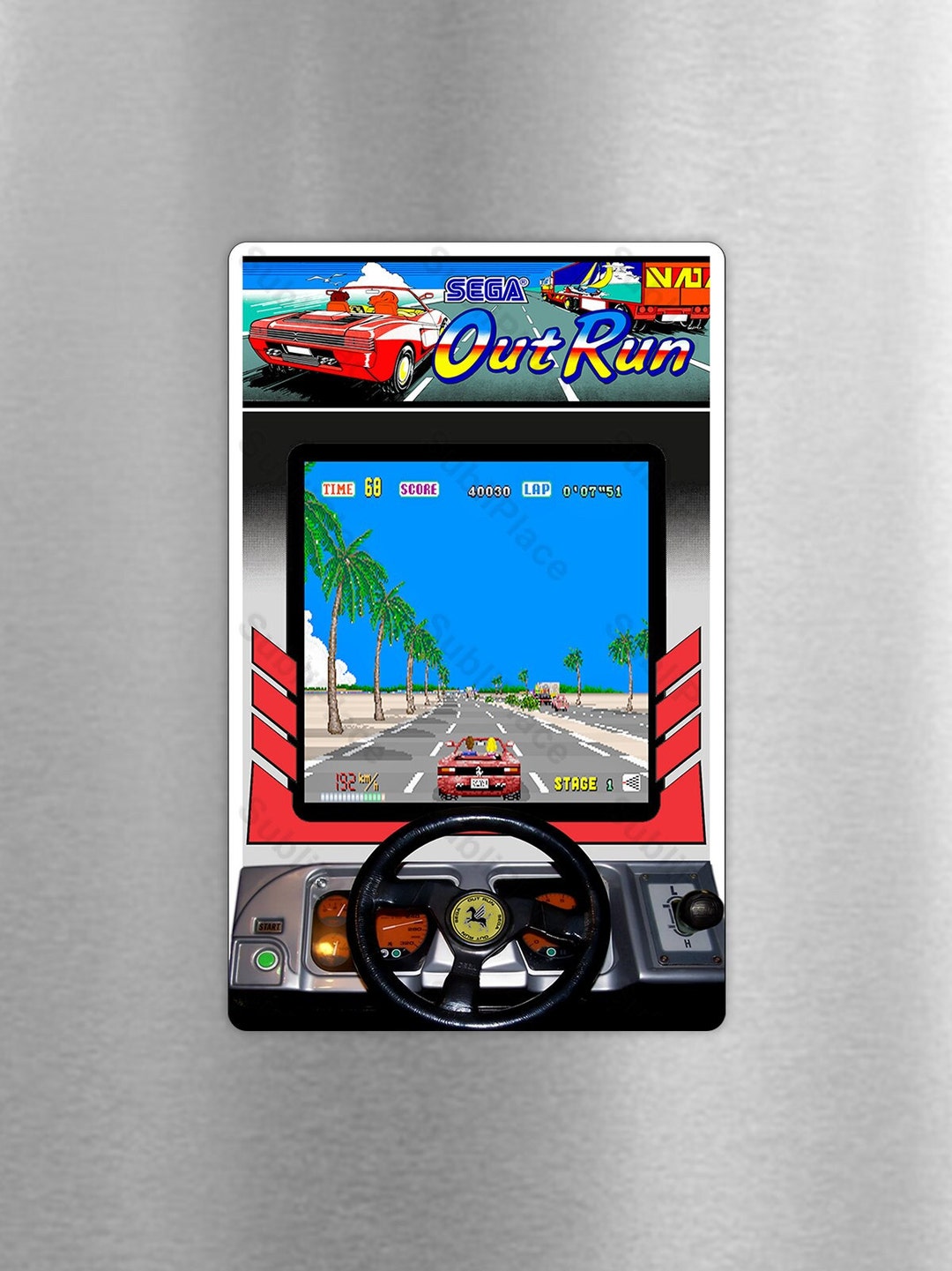 Outrun Arcade Game Fridge Magnet on a 2.125x3.375 Metal Plate Marquee ...