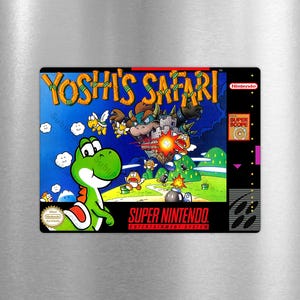 Super NES Yoshi's Safari Video Game Box Cover Image on a Fridge Magnet ...