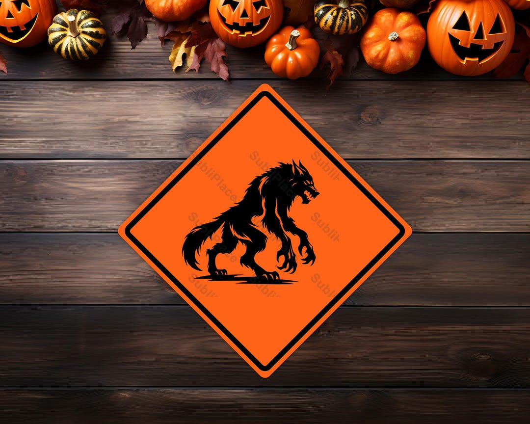 Werewolf Crossing Sign Metal Plate 8 Long Sides 11.25 Across to Plate ...