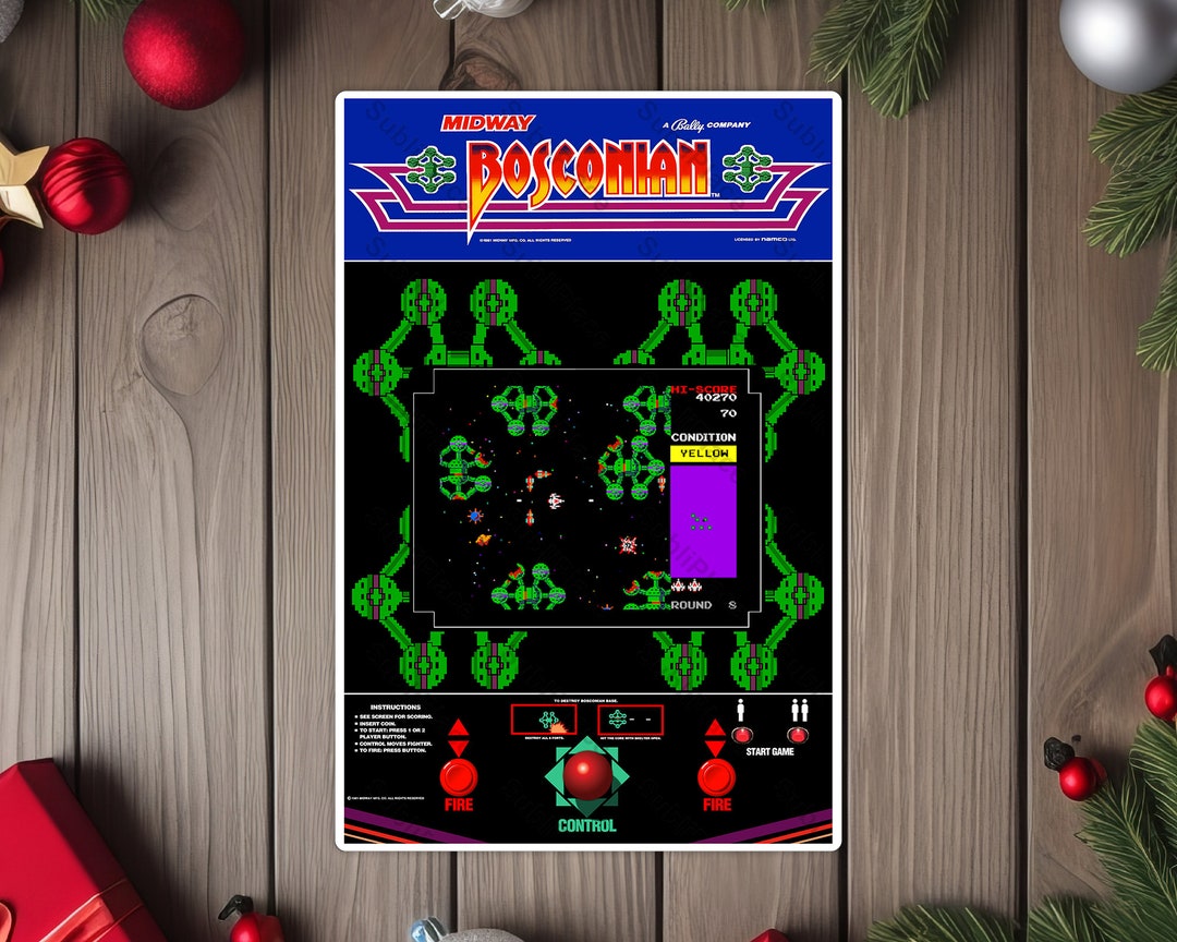 Bosconian Arcade Game Marquee, Bezel, Screenshot & Control Panel Image ...