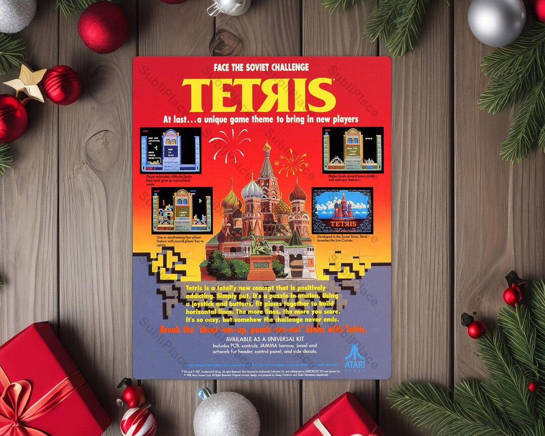Tetris Arcade Game Flyer Promo Art Image on a 8"x10" Metal Plate - High ...