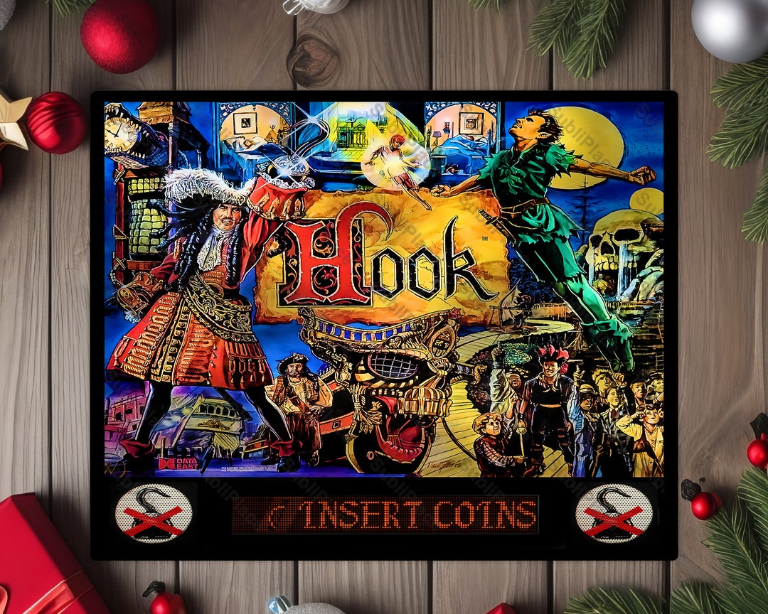 Hook Pinball Arcade Game Backglass Image on a 8x10 Metal Plate High ...