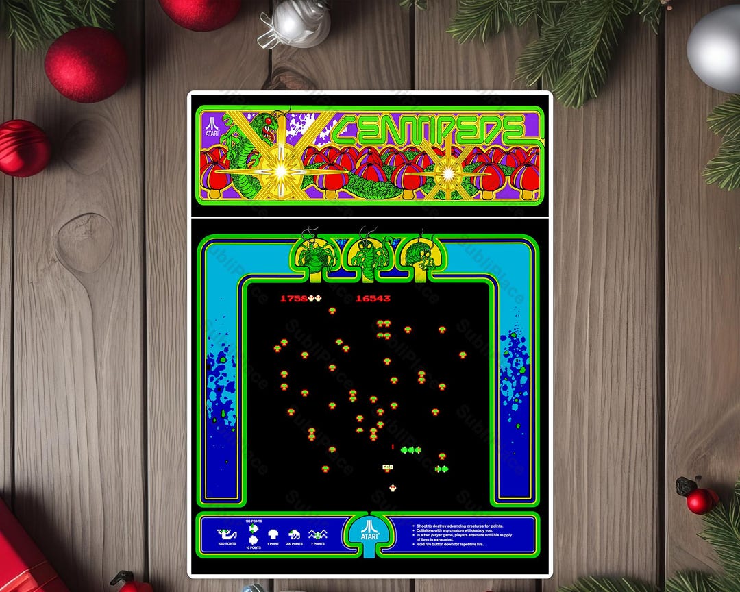 Centipede Arcade Game Marquee, Bezel & Screenshot Image on a 12"x16 ...